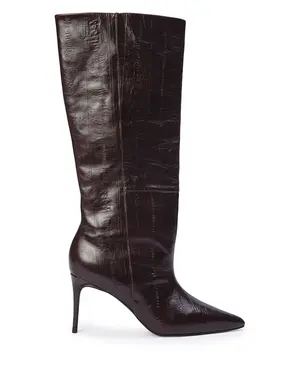 BLACK SUEDE STUDIO Kath 80 Pointed Toe Knee High Boots - Brown Eel
