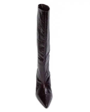 BLACK SUEDE STUDIO Kath 80 Pointed Toe Knee High Boots - Brown Eel