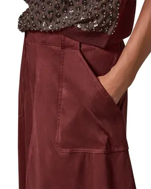 DONNA KARAN WEEKEND Faux Suede Midi Skirt - Black Cherry