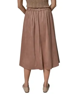 DONNA KARAN WEEKEND Faux Suede Pull On Midi Skirt