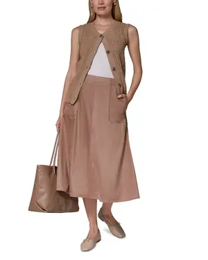 DONNA KARAN WEEKEND Faux Suede Pull On Midi Skirt