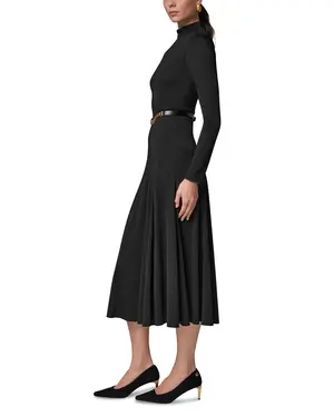 Donna Karan New York Mock Neck Pleated Maxi Dress