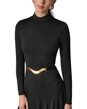 Donna Karan New York Mock Neck Pleated Maxi Dress