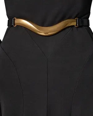 Donna Karan New York Mock Neck Pleated Maxi Dress