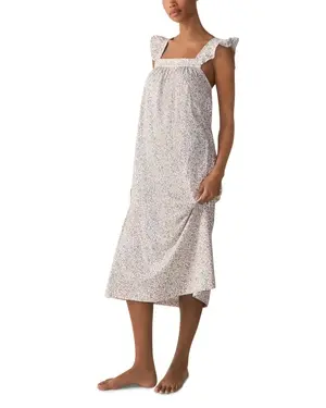 PETITE PLUME Clara Ruffle Trim Cotton Nightgown