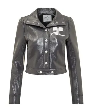 COURREGES Courrèges Vinyl Collared Button-up Jacket - Black