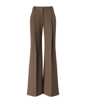 Ermanno Scervino Palazzo Trousers In Fresco Wool With Yarn-dyed Resca Pattern - Brown