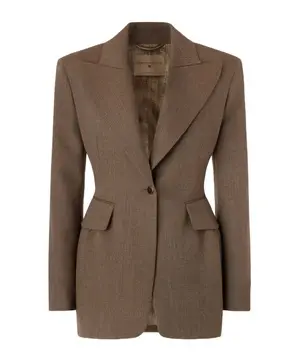 Ermanno Scervino Single-breasted Jacket In Fresco Wool Resca Pattern Yarn-dyed