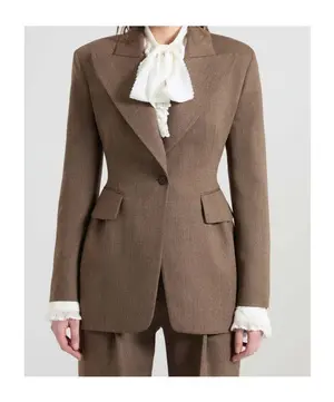 Ermanno Scervino Single-breasted Jacket In Fresco Wool Resca Pattern Yarn-dyed