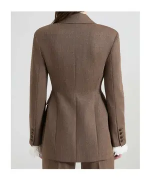 Ermanno Scervino Single-breasted Jacket In Fresco Wool Resca Pattern Yarn-dyed