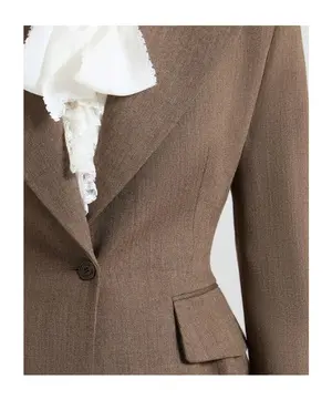 Ermanno Scervino Single-breasted Jacket In Fresco Wool Resca Pattern Yarn-dyed