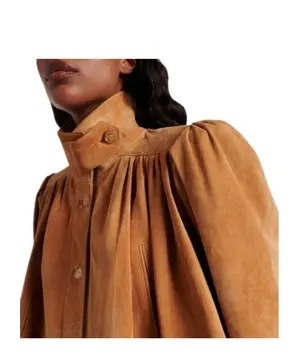 Chloé Cropped Gathered Suede Jacket - Brown