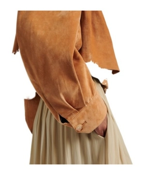 Chloé Cropped Gathered Suede Jacket - Brown