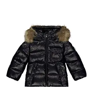 Moncler Hooded Down Jacket With Faux Fur Trim
