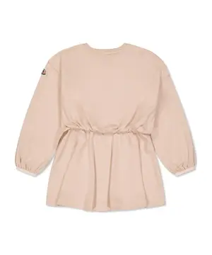 Moncler Crewneck Long Sleeve Dress With Gathered Waist And Balloon Sleeves