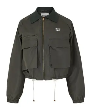 Miu Miu Contrastcollar Cropped Cargo Jacket