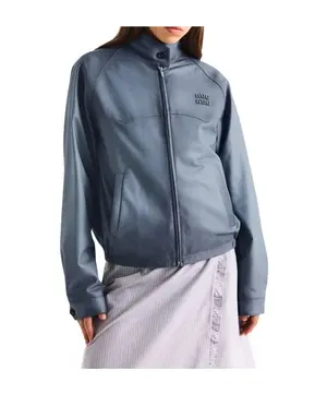 Miu Miu Standcollar Faded Leather Jacket