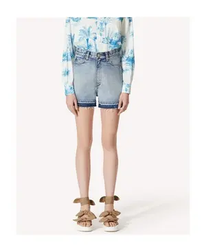 Red Valentino Mid-rise Light-wash Denim Shorts
