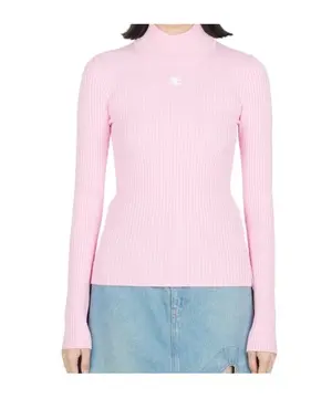 COURREGES Courrèges Logo Embroidered Turtleneck Jumper - Pink