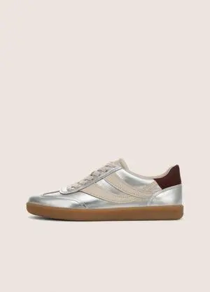 Vince Oasis Metallic Leather Lace-up Sneakers - Silver/flax