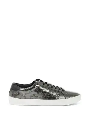 Saint Laurent Court Star-patch Crackle-effect Sneakers