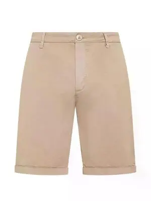 SUN 68 Logo-embroidered Turn-up Shorts - Neutrals