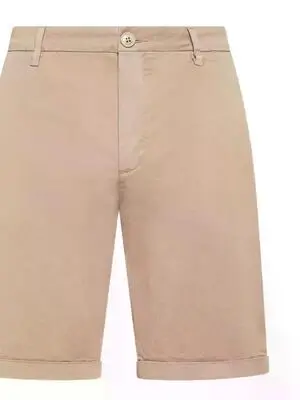 SUN 68 Logo-embroidered Turn-up Shorts - Neutrals