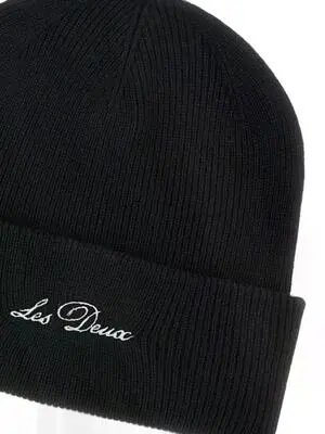 LES DEUX Logo-embroidered Wool Beanie Hat