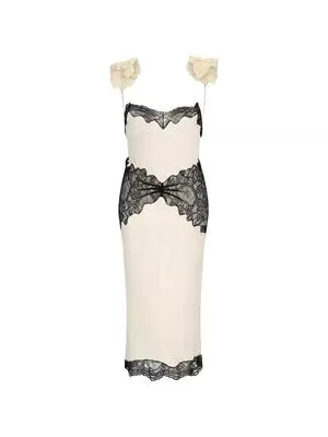 Attico Lace-trimmed Ruffled Midi Dress