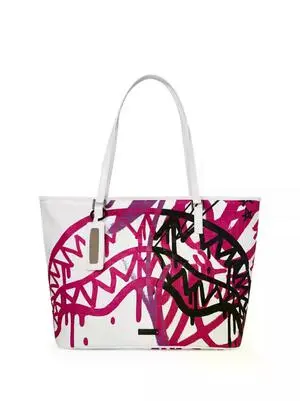 SPRAYGROUND Graffiti Print Tote Bag - White