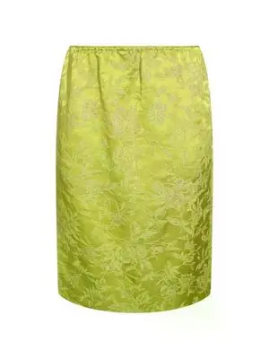 Saint Laurent Floral-jacquard Side-slit Midi Skirt