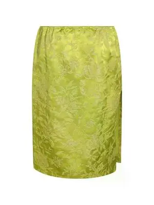 Saint Laurent Floral-jacquard Side-slit Midi Skirt