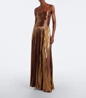 Retrofete Sabba Plissé Lamé Gown