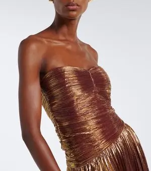 Retrofete Sabba Plissé Lamé Gown