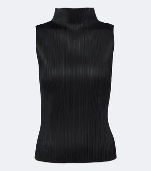 Issey Miyake Sleeveless Mock Neck Top - Black