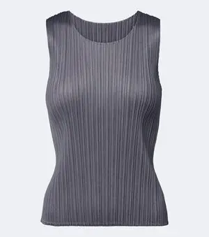 Issey Miyake Sleeveless Mock Neck Top - Grey