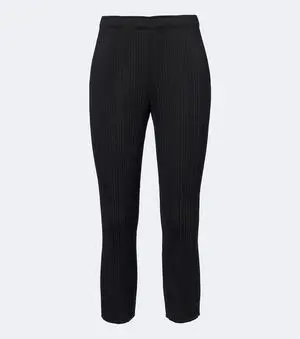 Issey Miyake Cropped Pleated Slim Pants - Black