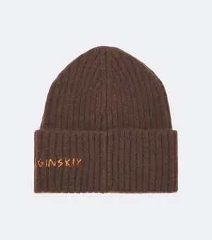 Ruslan Baginskiy Logo Ribbed-knit Cashmere Beanie - Brown