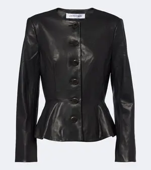 Veronica Beard Quinn Peplum Leather Jacket
