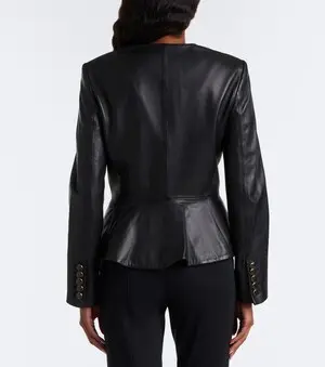 Veronica Beard Quinn Peplum Leather Jacket