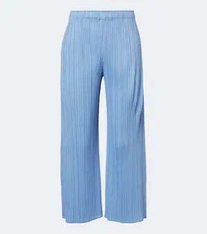Issey Miyake Monthly Colors: August Pleated Wide-leg Pants - Blue