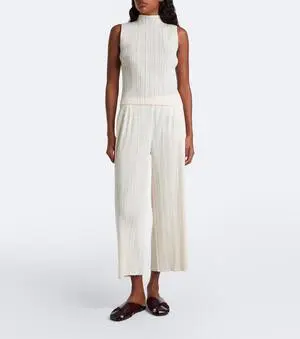 Issey Miyake Monthly Colors: August Pleated Wide-leg Pants - White