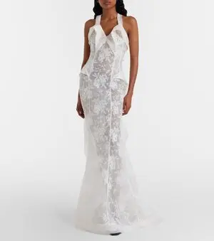 Alexander McQueen Sheer Silk Lace Gown