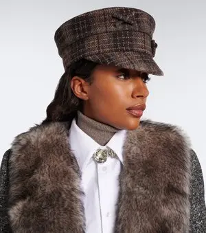 Ruslan Baginskiy Logo Checked Wool Newsboy Cap