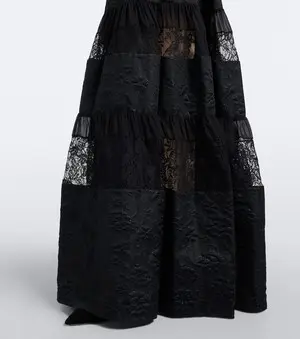 Elie Saab Lace-trimmed Floral Jacquard Gown