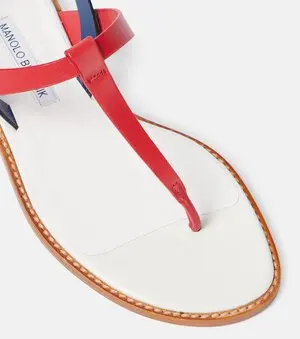 Manolo Blahnik Hata Leather Thong Sandals