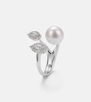 Yeprem Pearlescent 18kt White Gold Ring With Diamonds And Pearl