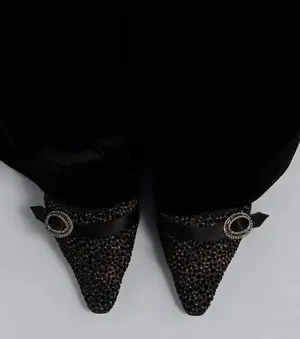 Manolo Blahnik Embellished Pointed Toe Slingback Pumps