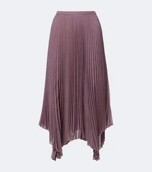Valentino Garavani Asymmetric Plissé Georgette Midi Skirt