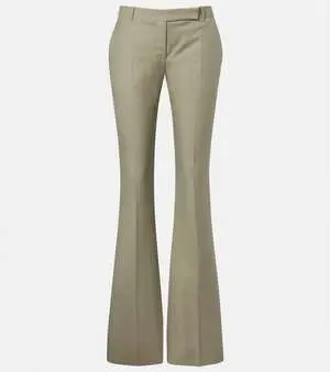 Alexander McQueen Wool Flared Pants - Green